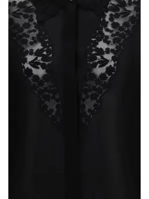 Fendi Silk Sheer Lace Panel Shirt - Black