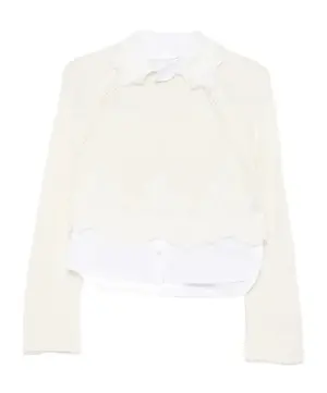 Ermanno Scervino Lace Trim Layered Effect Knitted Sweater - Light Cream