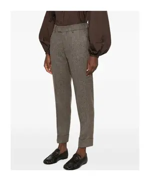 BERWICH Herringbone-pattern Wool Trousers