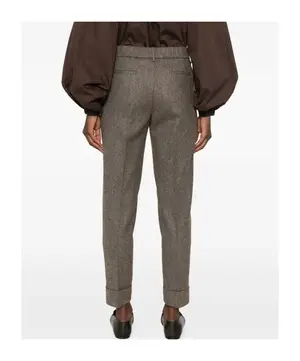 BERWICH Herringbone-pattern Wool Trousers