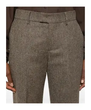 BERWICH Herringbone-pattern Wool Trousers