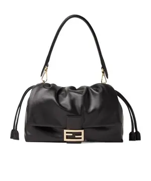Fendi Baguette Soft Large Nappa Leather Bag - Black