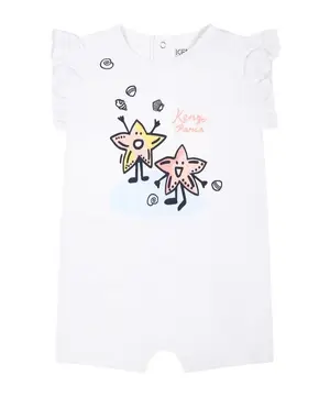 Kenzo Graphic-print Cotton Romper - White