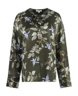 Vince Bellflower Satin V-neck Blouse