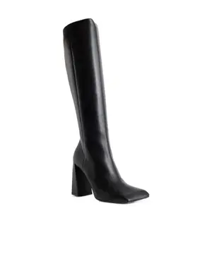 Amina Muaddi High-heeled Square Toe Leather Boots