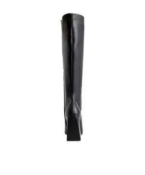 Amina Muaddi High-heeled Square Toe Leather Boots