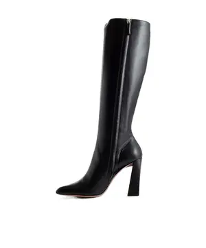 Amina Muaddi High-heeled Square Toe Leather Boots