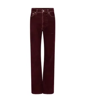 Rabanne High-waist Straight-leg Velvet Trousers - Brown