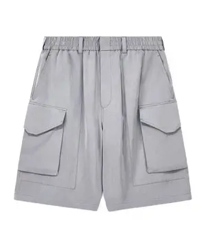 Giorgio Armani Bermuda Oversized Shorts In Washed Lyocell Poplin - Grey