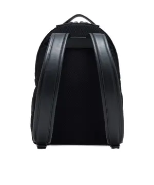 Giorgio Armani Mesh Backpack With Leather Inserts And Adjustable Shoulder Straps