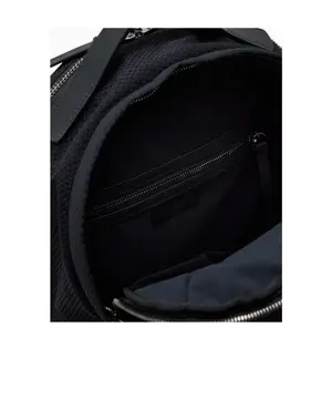 Giorgio Armani Mesh Backpack With Leather Inserts And Adjustable Shoulder Straps