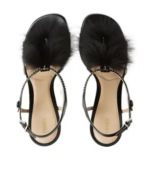 Fendi Leather Sandals With Fur Accents