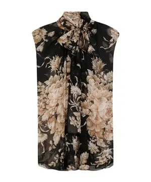 Dolce & Gabbana Dolce Gabbana Rose Printed Blouse - Black