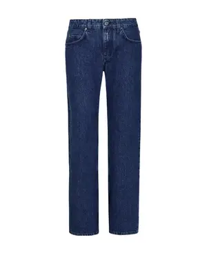 Off-White Logo Patch Straight Leg Jeans - Blue