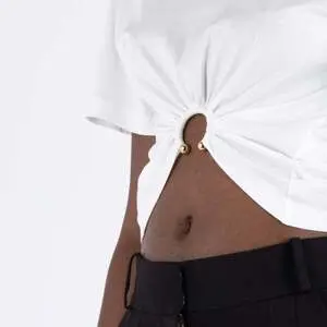 Rabanne Cropped T-shirt With Ring Embellishment