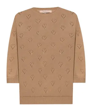 TWINSET Crew-neck Knit Top - Coffee Color
