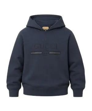 Gucci Logo Embroidered Interlocking G Hoodie - Blue
