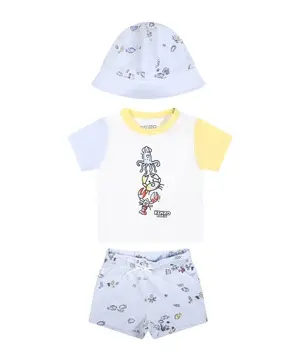 Kenzo Graphic-print Organic Cotton Short Set - Blue