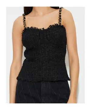 Balmain Chain-strap Tweed Top