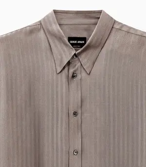 Giorgio Armani Herringbone Pattern Shirt - Brown