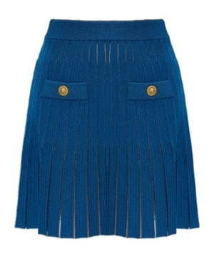 Balmain Elastic Waist Midi Skirt - Blue