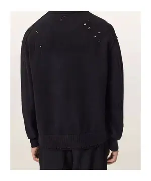ALLSAINTS Wolf Distressed Wool Blend Knit Top - Black