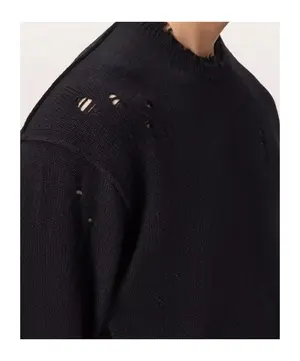 ALLSAINTS Wolf Distressed Wool Blend Knit Top - Black