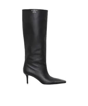 Acne Studios Logo Debossed High Heel Boots - Black