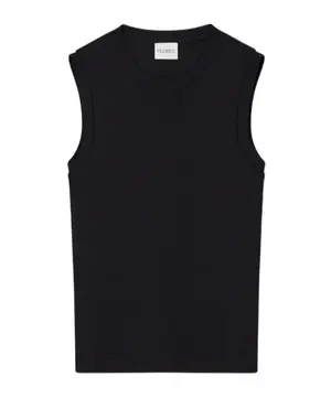 Closed Crew-neck Sleeveless Top - Black