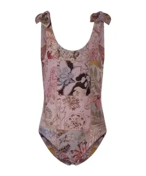 Zimmermann Lace-up Floral One-piece Swimsuit - Nude