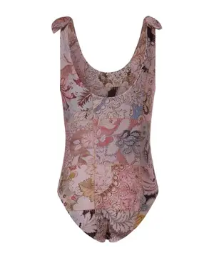 Zimmermann Lace-up Floral One-piece Swimsuit