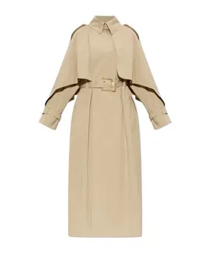 Balmain Collared Long-sleeved Coat - Beige