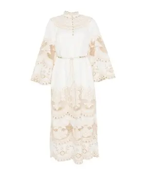 Zimmermann Embroidered Midi Dress - White