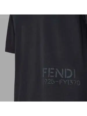 Fendi Logo Printed Crewneck T-shirt - Black