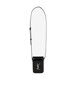 Saint Laurent Logo Plaque Foldover Top Shoulder Bag - Black