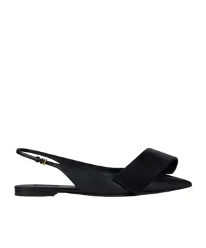 Givenchy Twisted Ribbon Flat Slingbacks In Leather - Black