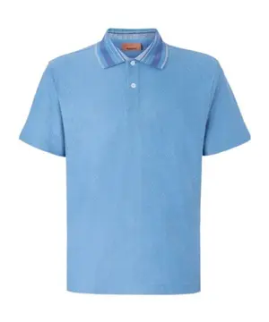 Missoni Patterned Collar Polo Shirt - Blue