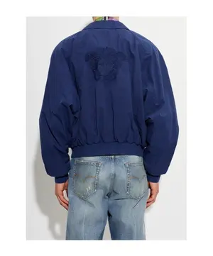 Versace Zip-up Bomber Jacket - Navy Blue
