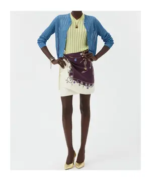 Versace Viscose Mesh Ribbed Knit Cardigan