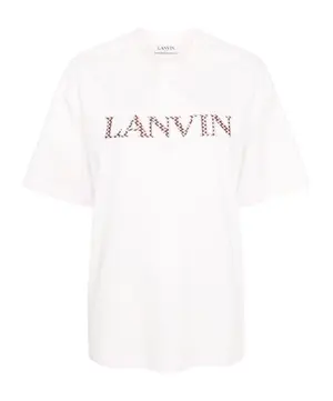 LANVIN Logo Embroidered Crewneck T-shirt - Pink