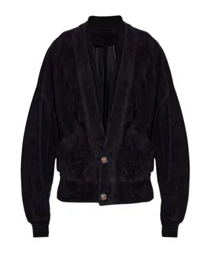 Versace Long-sleeved Leather Jacket - Black