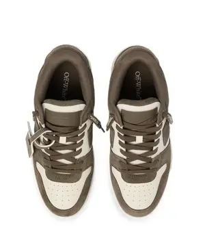 Off-White Round Toe Lace Up Sneakers - No
