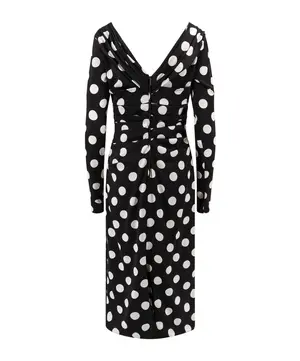 Dolce & Gabbana Polka Dot V-neck Midi Dress