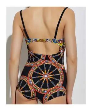 Dolce & Gabbana Carretto Print Balconette One-piece Swimsuit