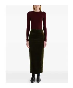 JIL SANDER High-waist Velvet Maxi Skirt - Utility