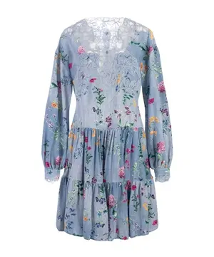 Ermanno Scervino Floral-print Silk Mini Dress - Blue