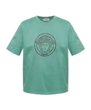 Versace Crewneck Short Sleeve T-shirt With Front Logo