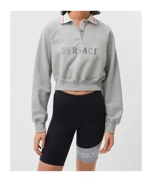 Versace Logo-embroidered Cropped Sweatshirt