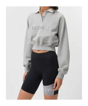 Versace Logo Embroidered Sweatshirt - Grey