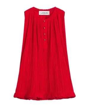 LANVIN Crewneck Pleated Top - Red